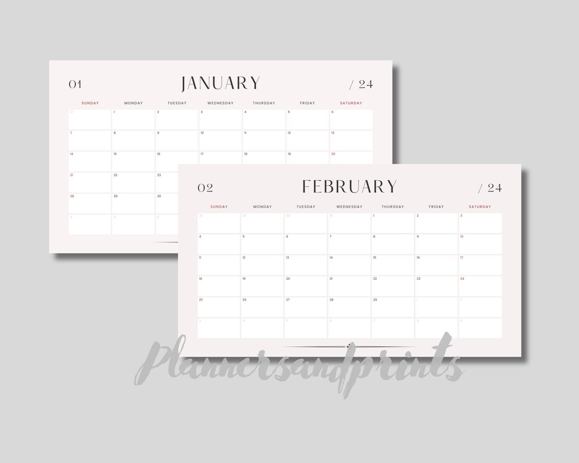 2024 Monthly Calendar: Simple Printable Planner (PDF File) - Etsy