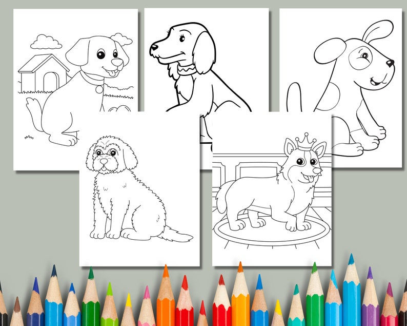 Dog Coloring Pages, Printable Coloring Pages, Dog Lover Gift, Coloring ...