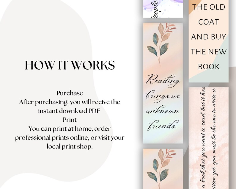Set of 5 Printable Bookmarks With Famous Quotes | Digital Download ...