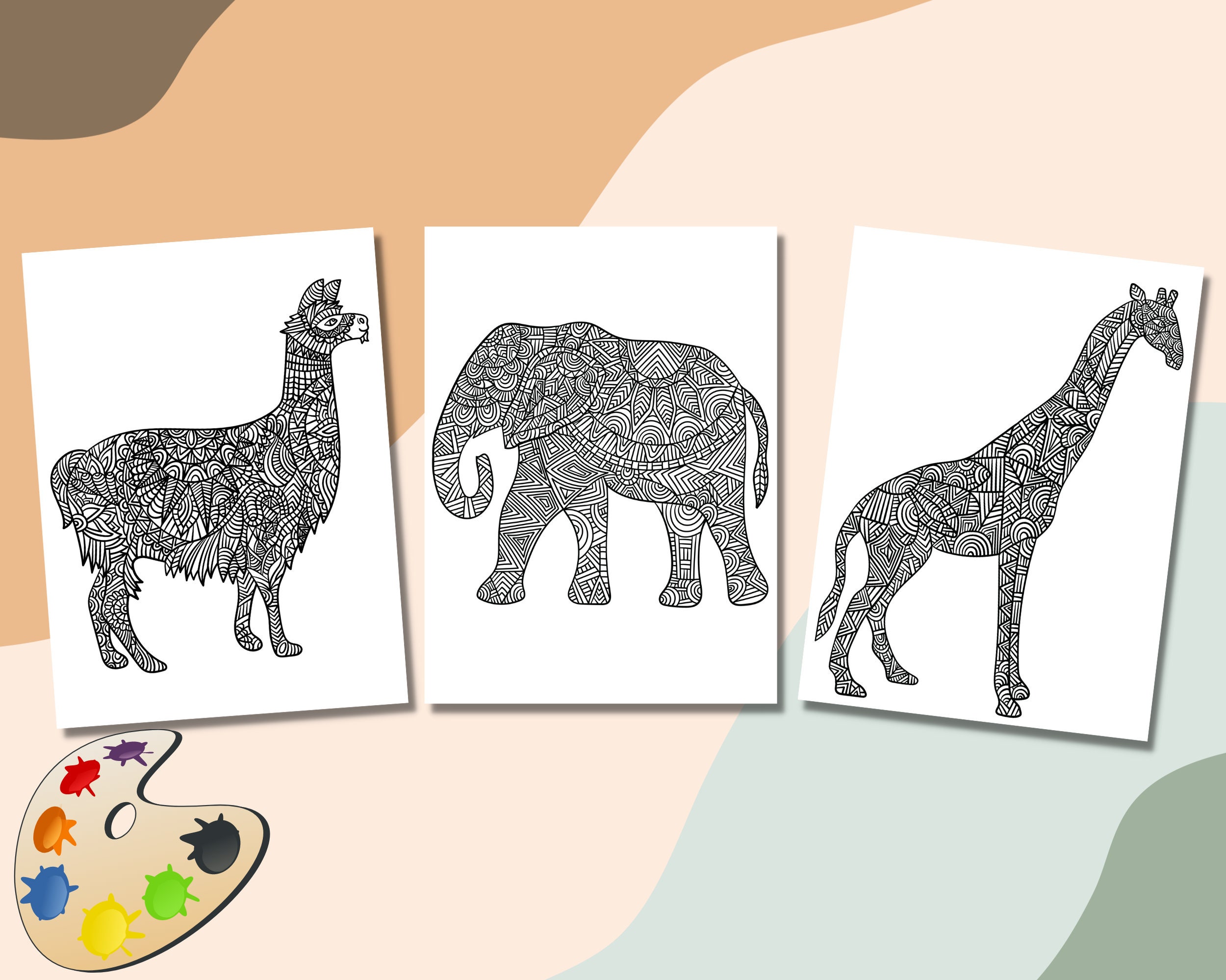 Coloring Pages 35 Printable Animal Mandala Coloring Pages for - Etsy