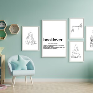 Set of 6 Bookish Prints, Book Art, Library Decor, Book Lover Gift ...