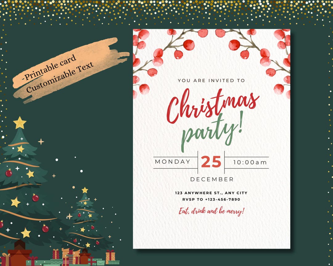 Christmas Party Invitation Card – Personalized Gift – Holiday Party ...