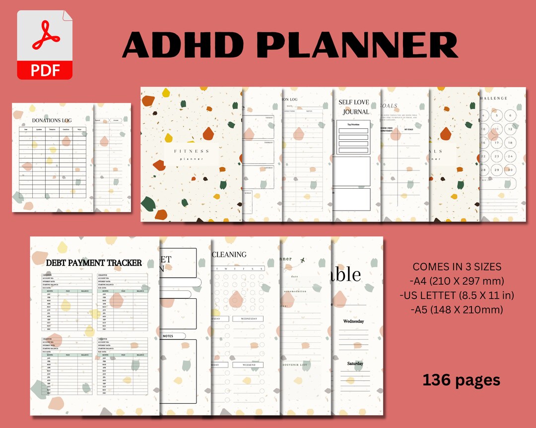 ADHD Planner, ADHD Planner Adult, Adhd Printable Planner, Productivity ...