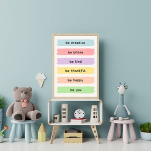 Positive Kids Affirmation Print, Kids Wall, Pastel Nursery Print, Girls ...