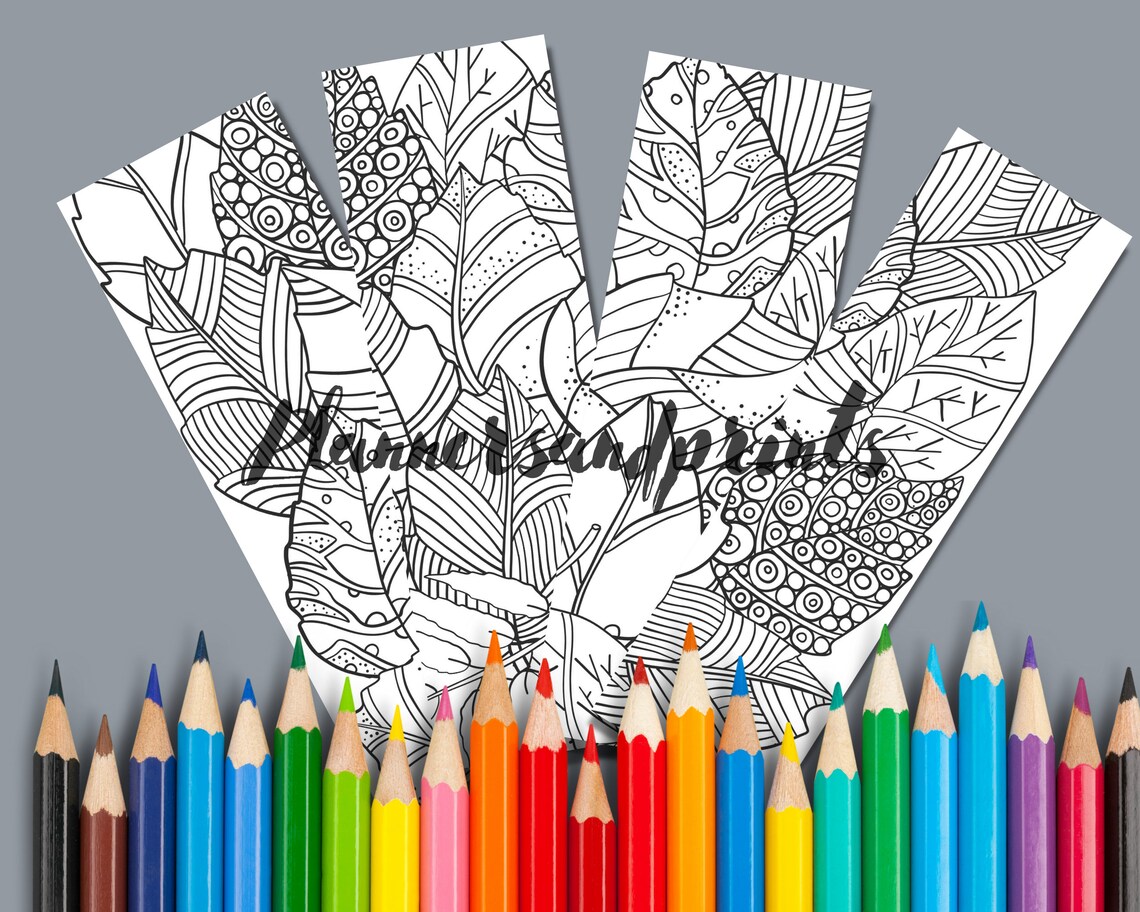 Printable Coloring Fall Bookmarks, Set of 4, Leaf Coloring Bookmarks ...
