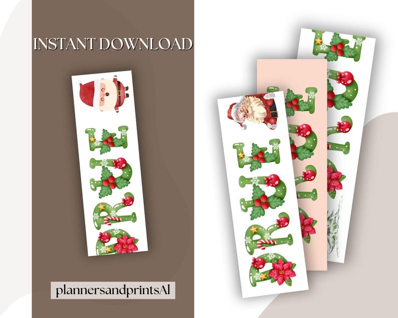 Printable Custom Bookmarks, Christmas Bookmarks, Bookmark for Kids ...