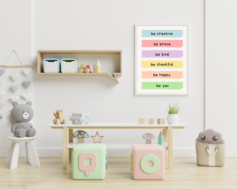 Positive Kids Affirmation Print, Kids Wall, Pastel Nursery Print, Girls ...