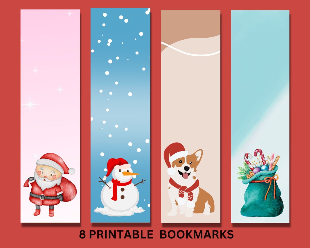 Christmas Bookmarks: Festive Holiday Cheer, Set of 10 (PDF) - Etsy