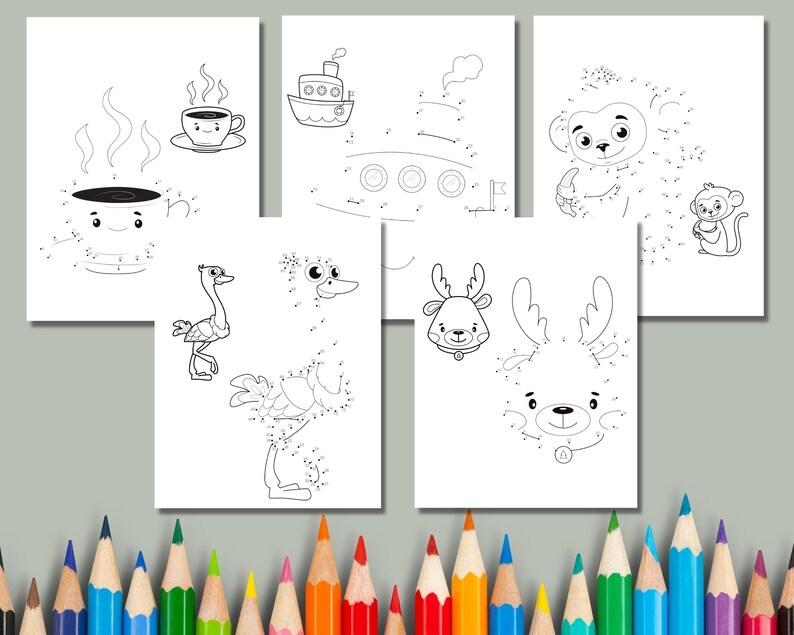 Dot to Dot Book for Kids, Printable Activity Pages With Animals ...