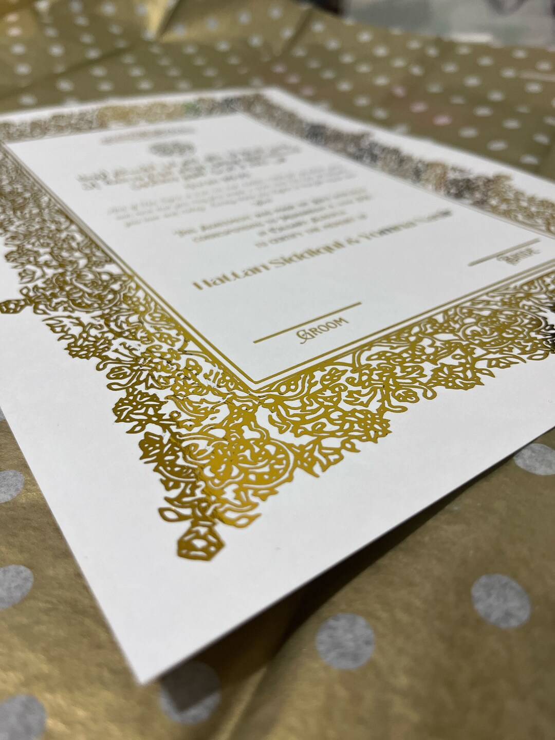 Gold Foil Islamic Nikah Certificate: A4 Muslim Wedding Contract - Etsy