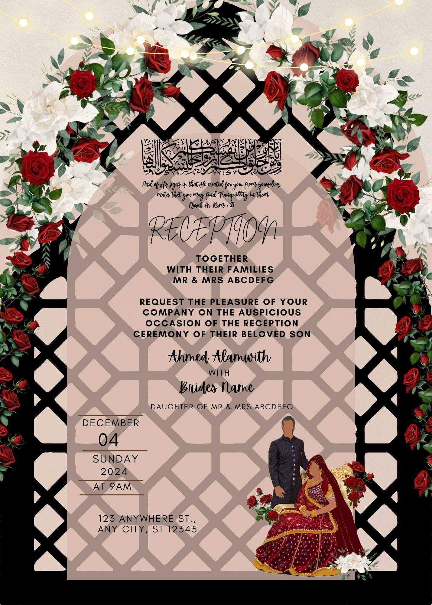 Custom Islamic Wedding Invitation: Pakistani Dulha Dulhan Card (digital ...