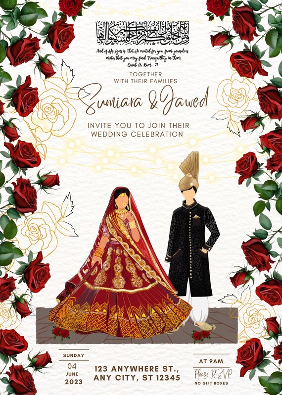 Elegant Wedding Invitation Card Pakistan Pakistani Invitation Etsy