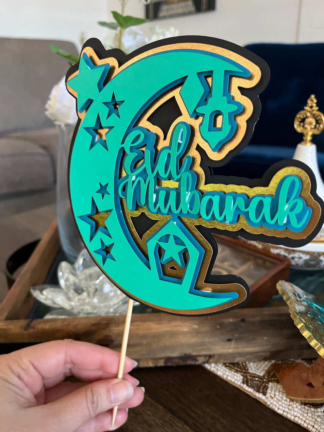 Eid Cake Toppers/cardstock Layered Cake Toppers Cuttings/eid Mubarak ...