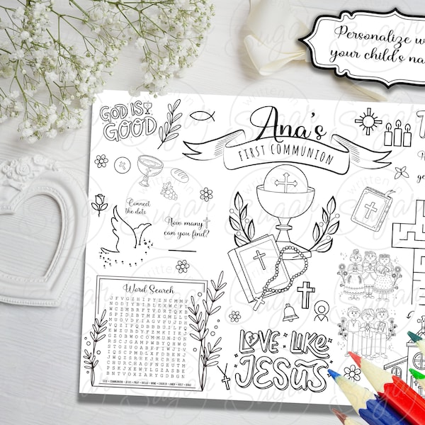First Communion Coloring Activity Sheet - Etsy