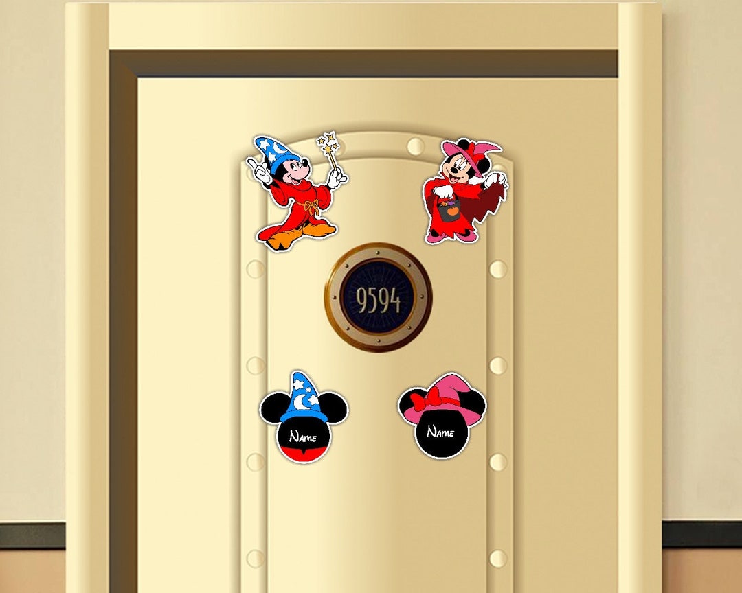 Mickey Sorcerer Hat and Minnie Magnet/around Disney Cruise Door Number ...