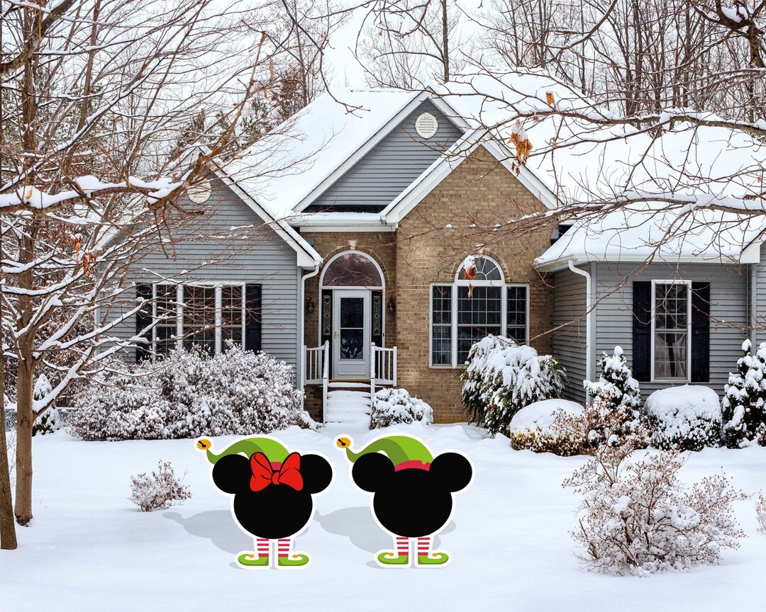 Christmas Mickey and Minnie Elves Yard Sign/elf Mickey and Minnie ...