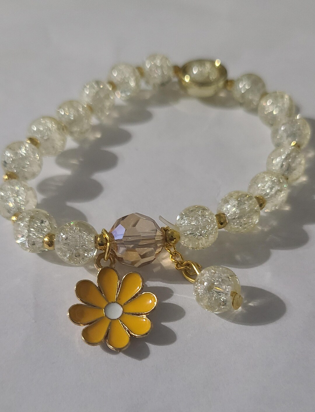 Daisy Flower Crystal Bracelet - Etsy