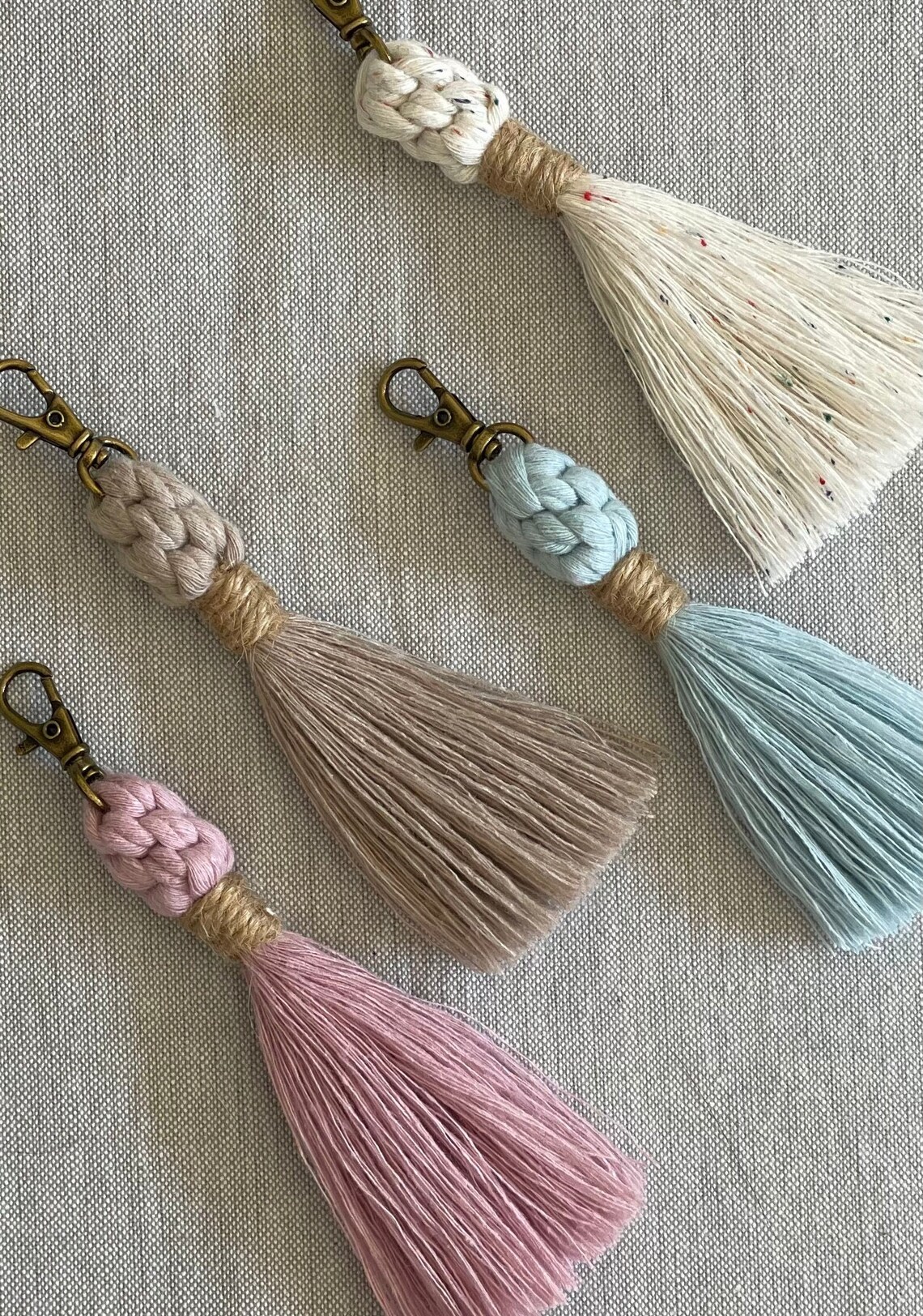 Macrame Keychain | Macrame Bag Charm | Tassel Keychain Charm - Etsy