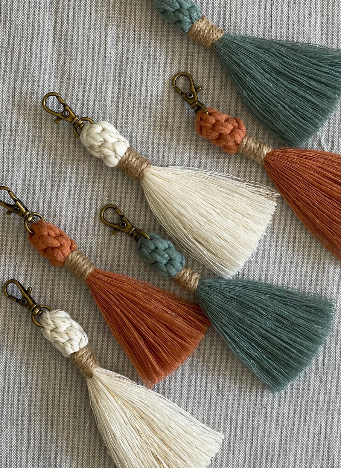 Macrame Keychain | Macrame Bag Charm | Tassel Keychain Charm - Etsy