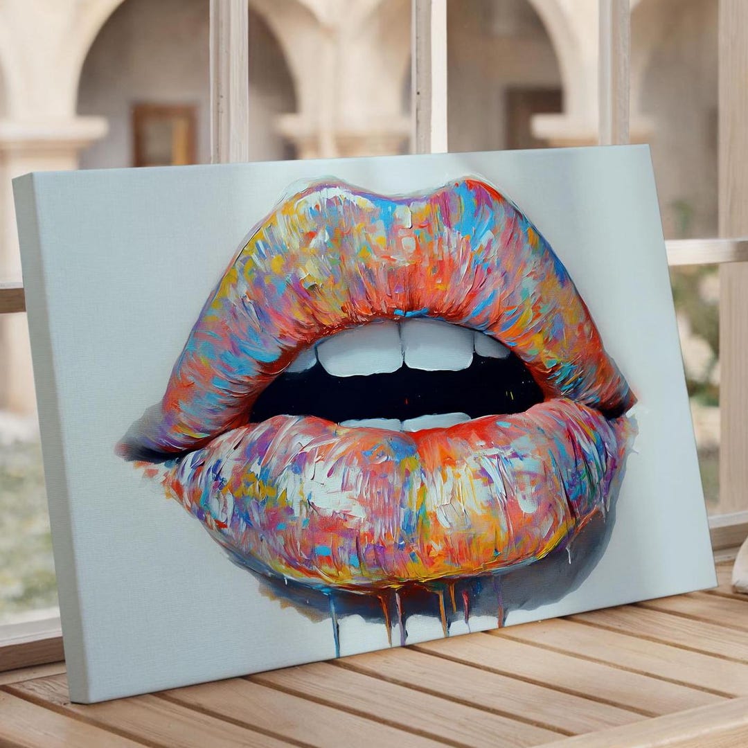 Graffiti Lip Canvas Wall Art, Lip Canvas Print,pop Art Lip Painting ...