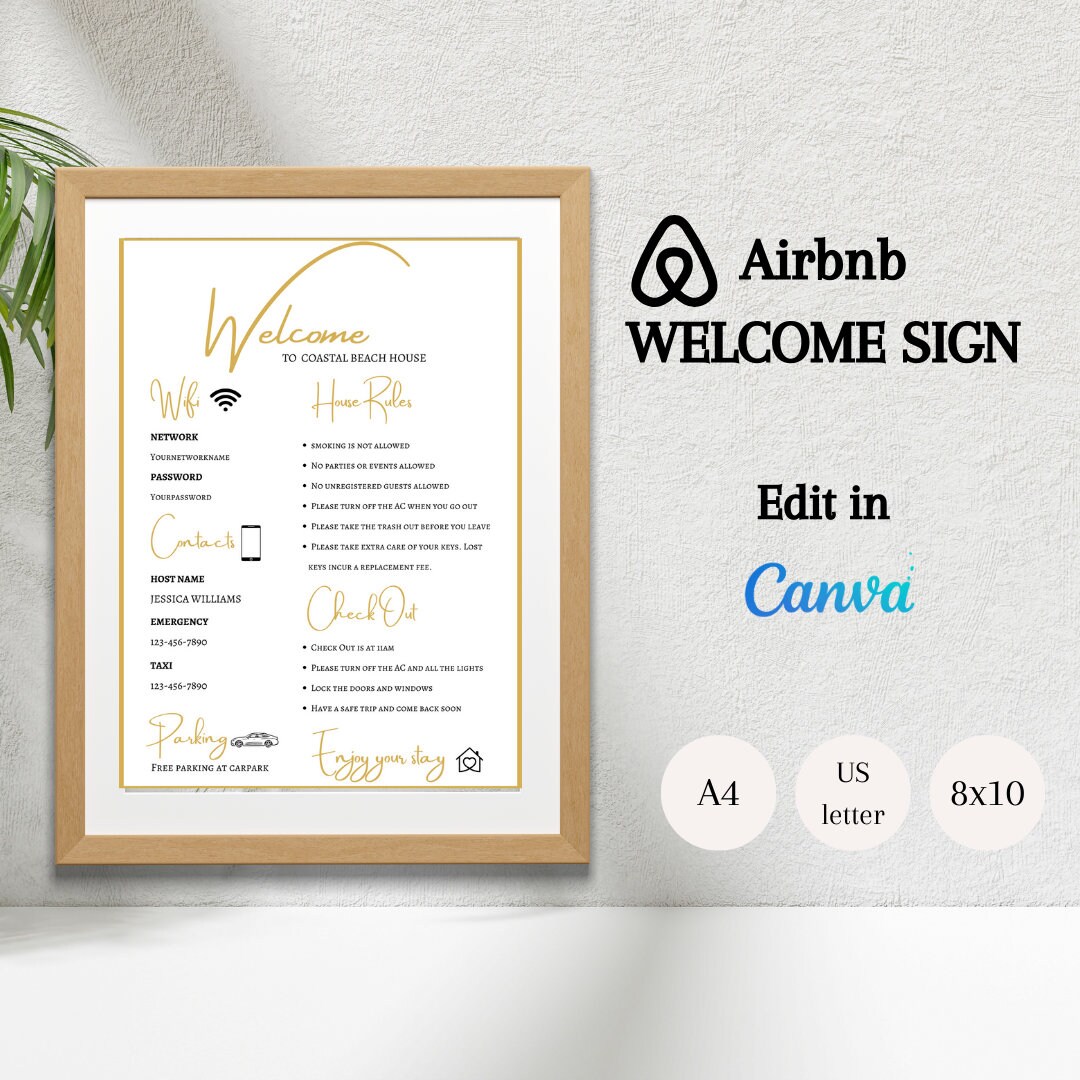 Airbnb Welcome Sign Template Airbnb House Rules Printable - Etsy