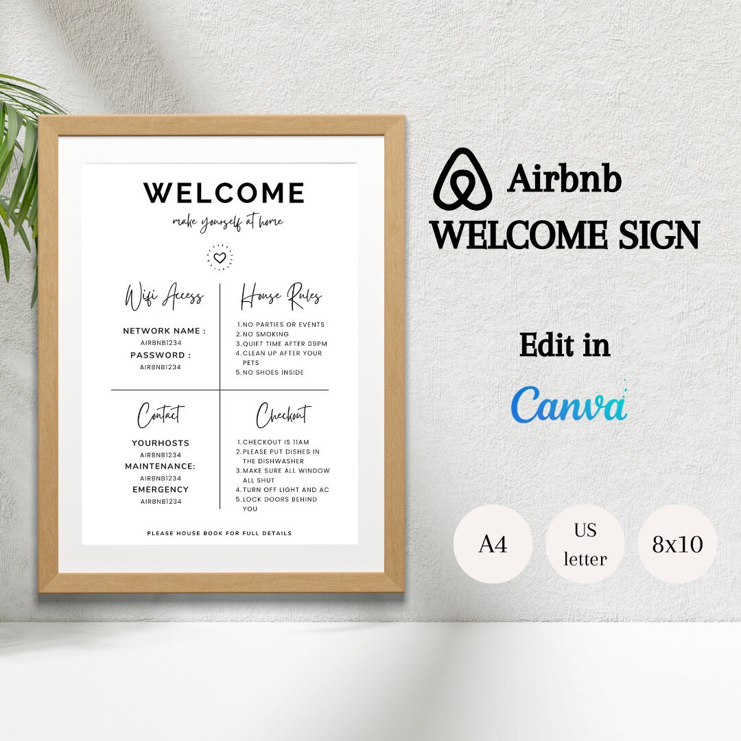 Holiday Airbnb Welcome Sign Template Welcome Sign for Airbnb - Etsy