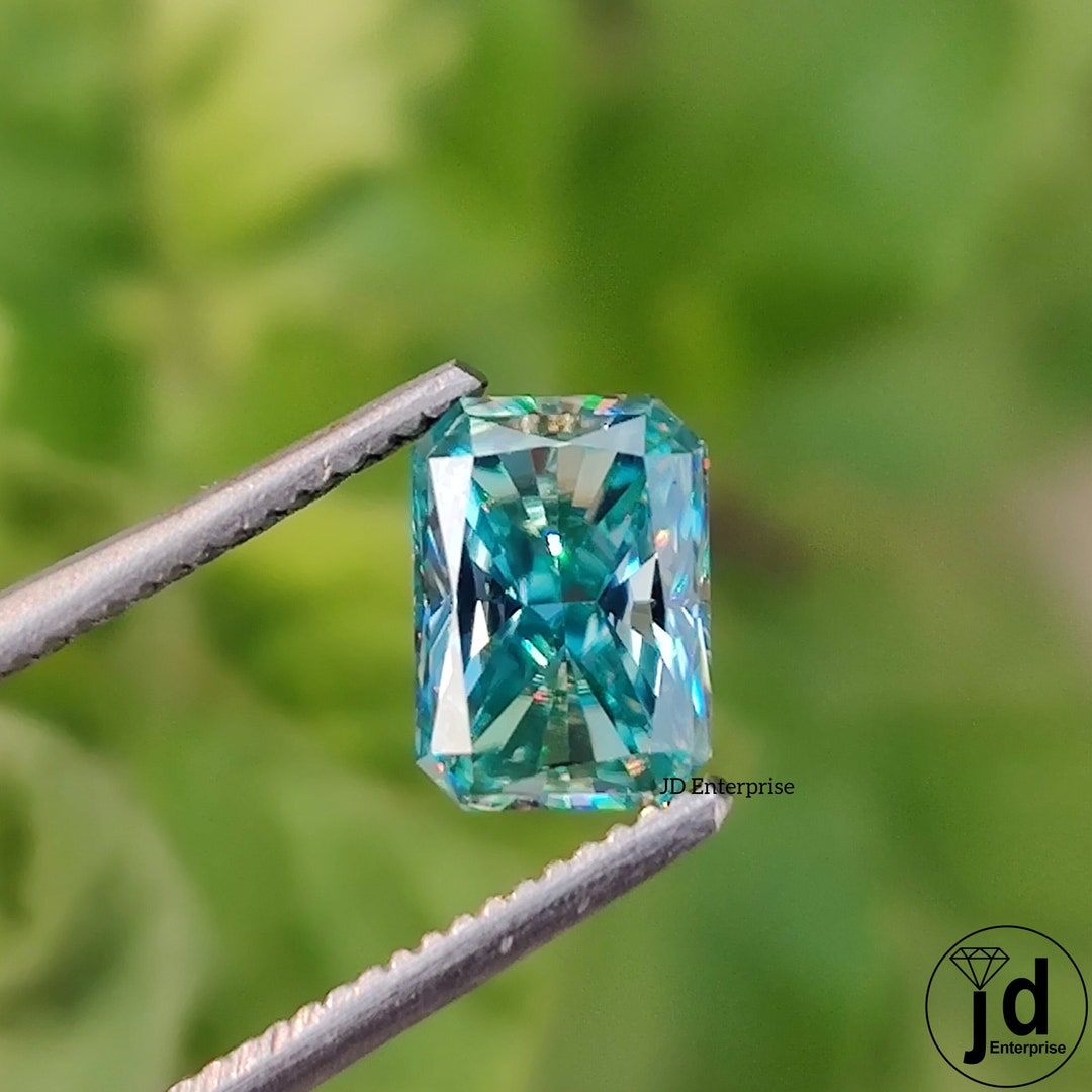 2.00CT Royal Blue Radiant Cut Loose Moissanite for Engagement Ring ...