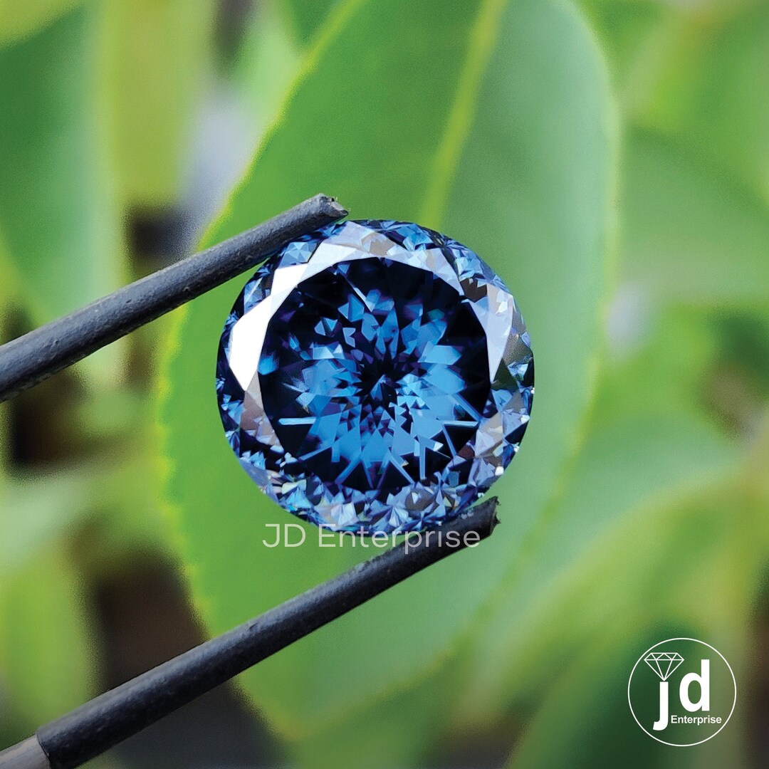5.05CT Unique Handcrafted Portuguese Cut Deep Blue Loose Moissanite for ...