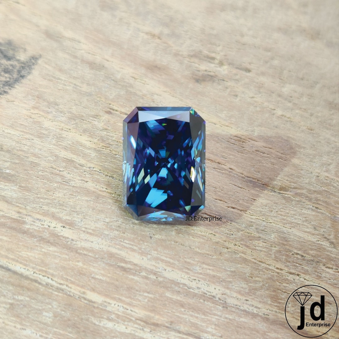 Natural Dark Blue Radiant Cut Moissanite for Engagement Ring ...