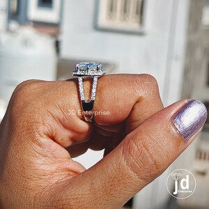 3.92CT Antique Step Cut Cushion Colorless Moissanite Engagement Ring, 2 ...