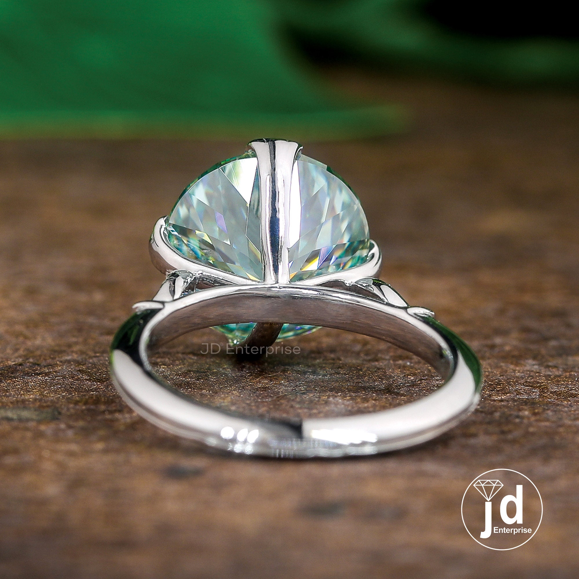 5.23CT Antique Portuguese Cut Blue Moissanite Engagement Ring/ - Etsy