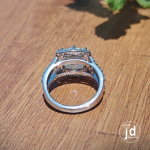 3.92CT Antique Step Cut Cushion Colorless Moissanite Engagement Ring, 2 ...