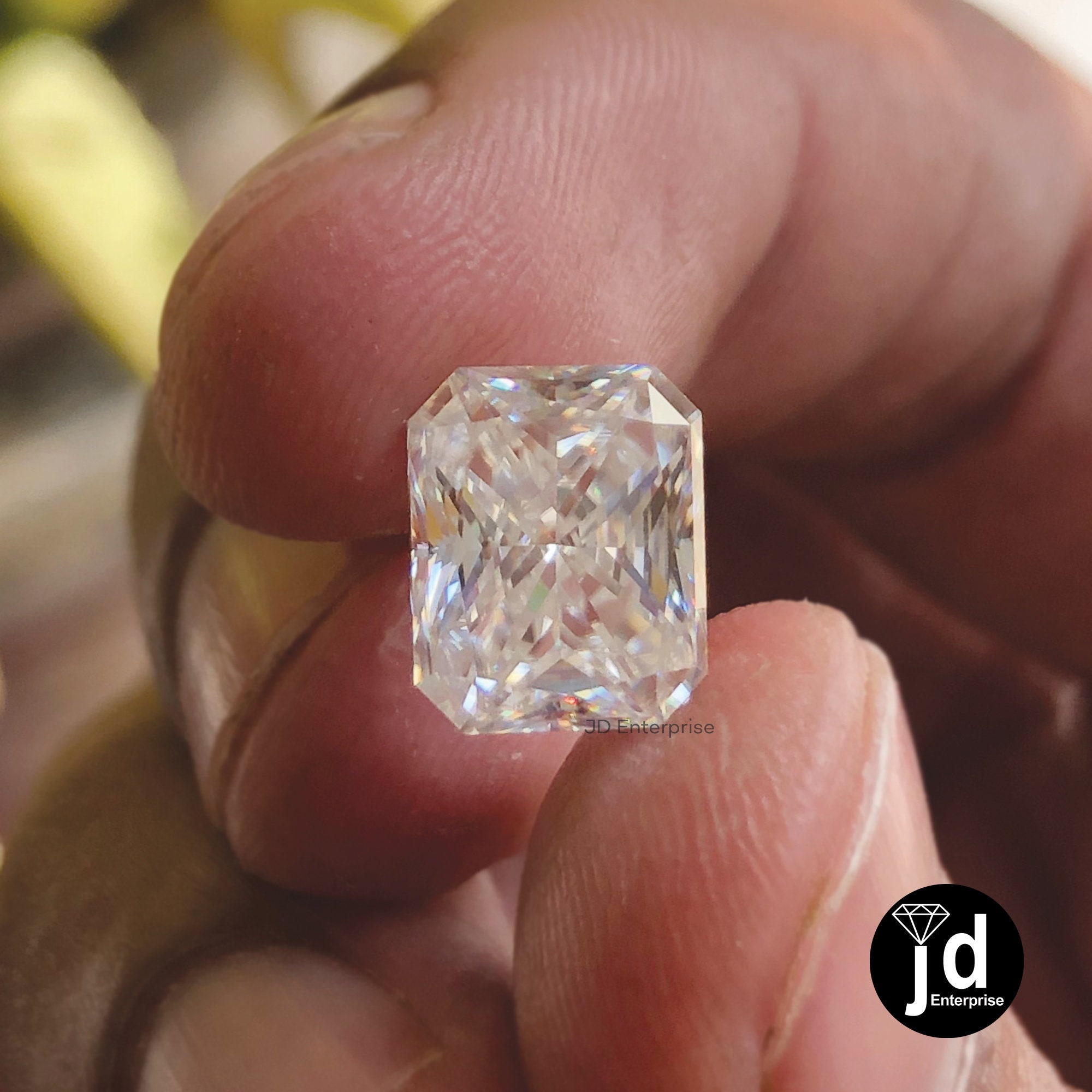 3.10CT Crushed Ice Radiant Cut Full White Loose Moissanite Diamond ...