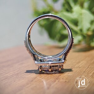 3.92CT Antique Step Cut Cushion Colorless Moissanite Engagement Ring, 2 ...