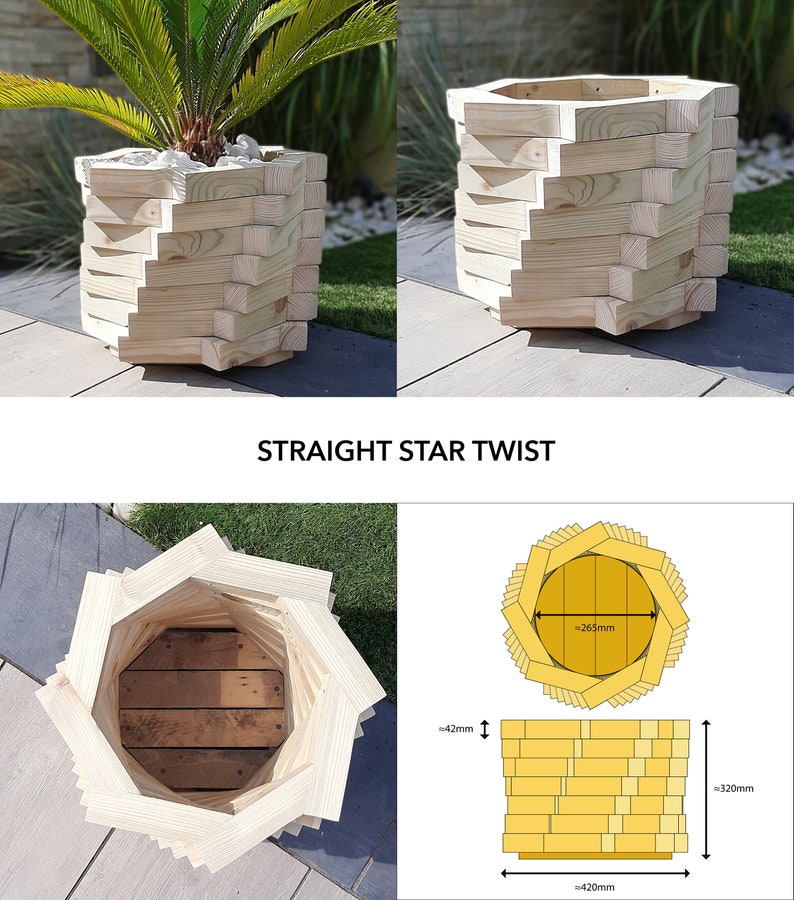 Modern Octagonal Star Wood Planter Straight With 7 Tiers - Etsy