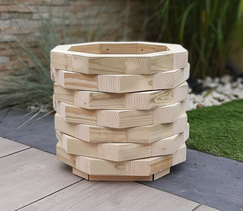 Modern Octagonal Wooden Planter Straight 50/50 Tiers - Etsy
