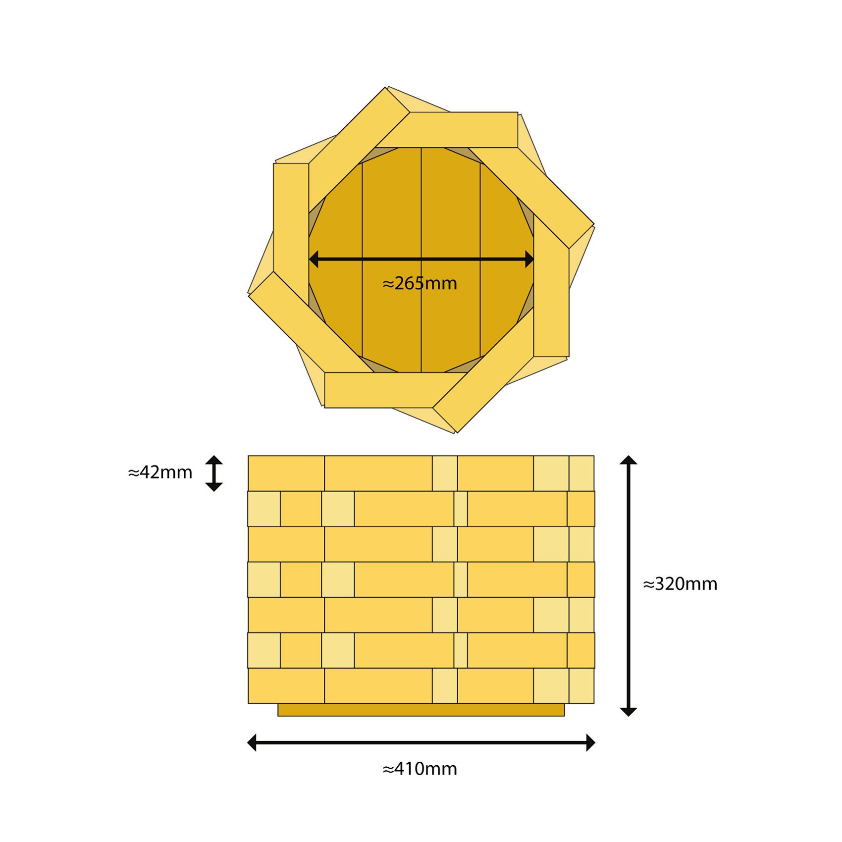 Modern Octagonal Wooden Star Planter Straight Star 50/50 Inverted Tiers ...