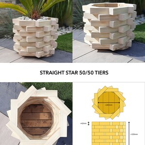 Modern Octagonal Wooden Star Planter Straight Star Standard - Etsy
