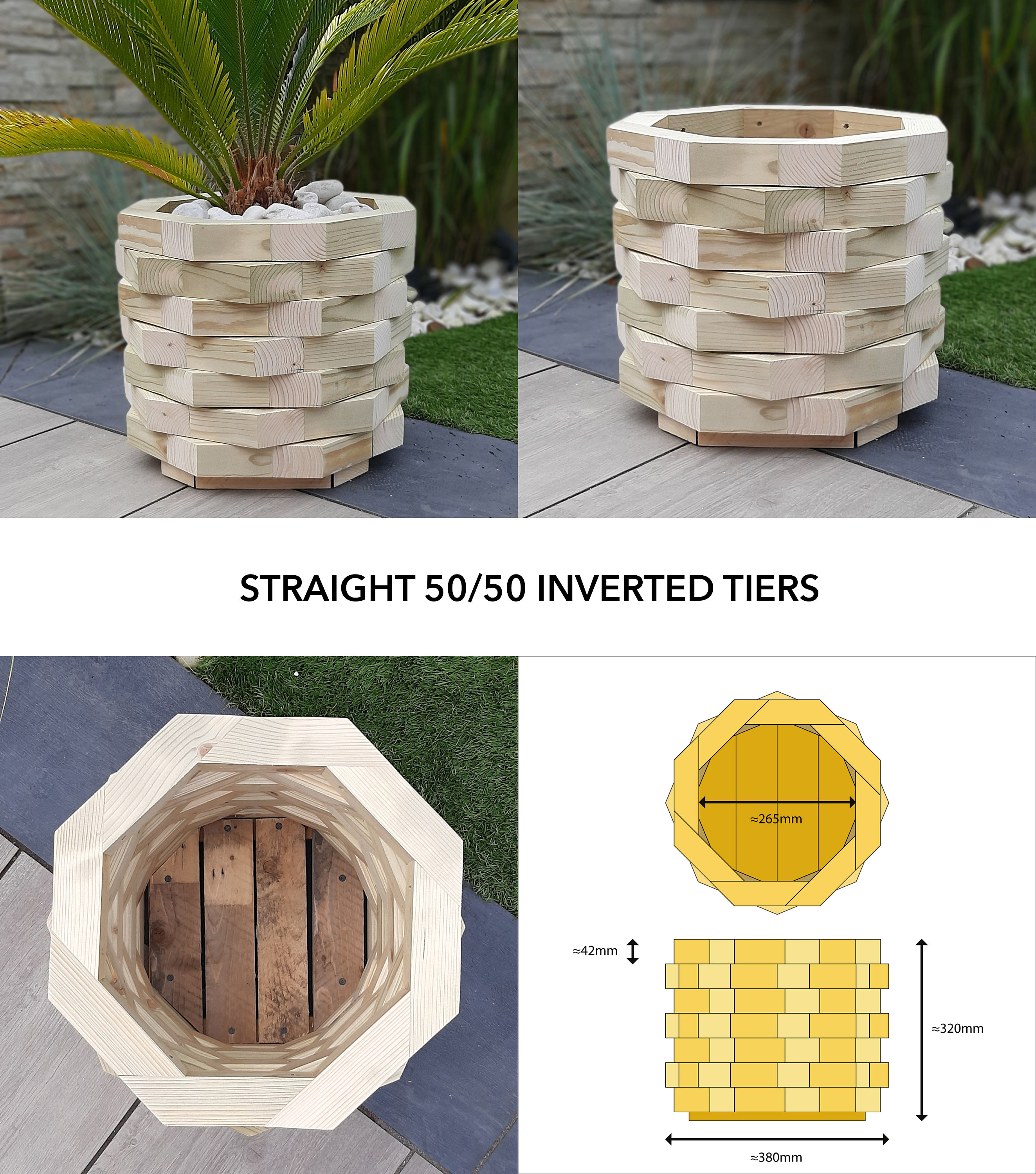 Modern Octagonal Wooden Planter Straight 50/50 Tiers - Etsy