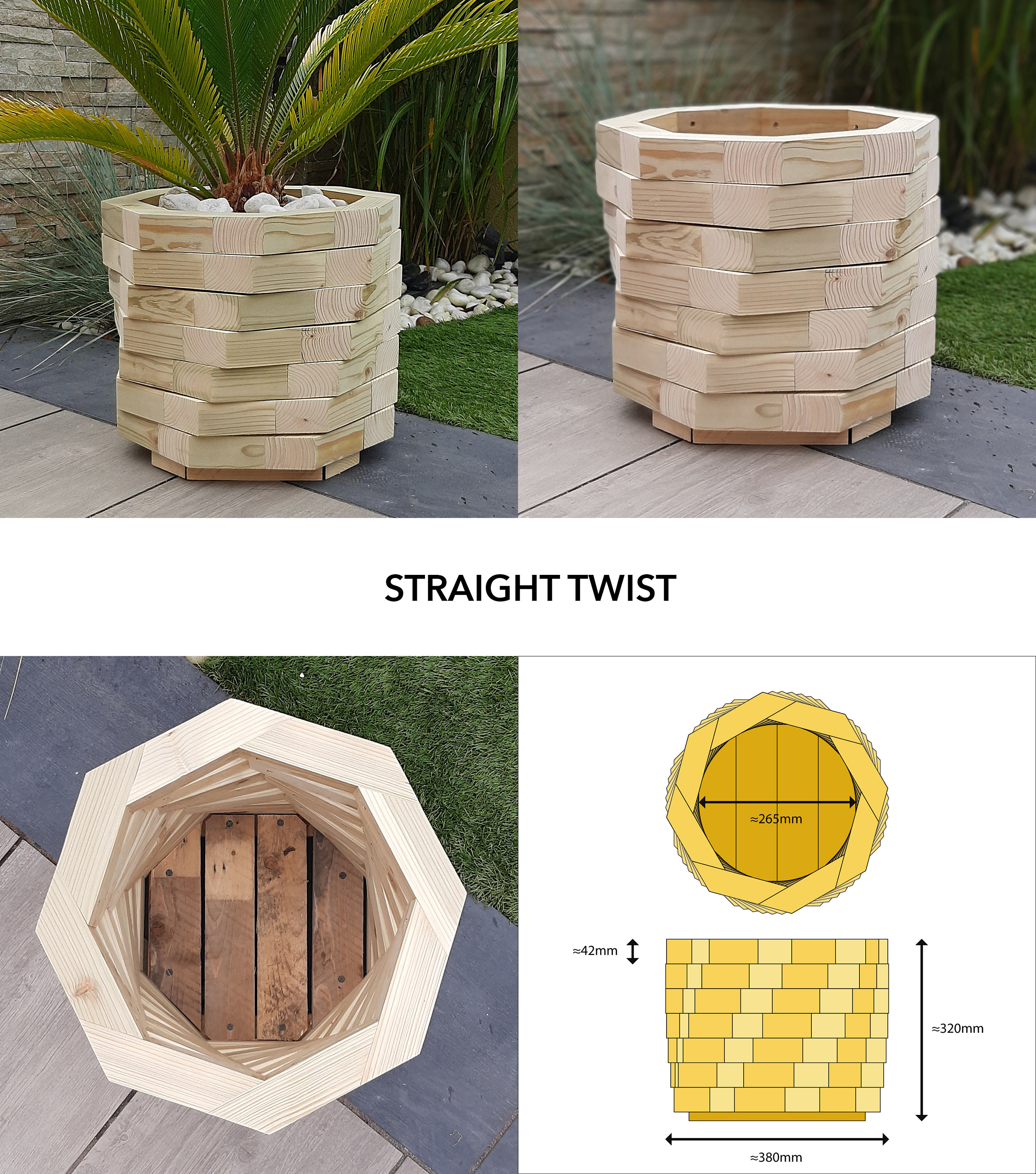 Modern Octagonal Wooden Planter Straight 50/50 Tiers - Etsy