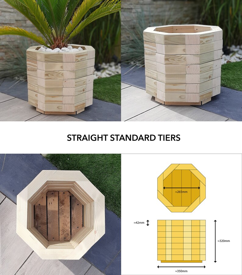 Modern Octagonal Wooden Planter Straight Standard Inverted - Etsy