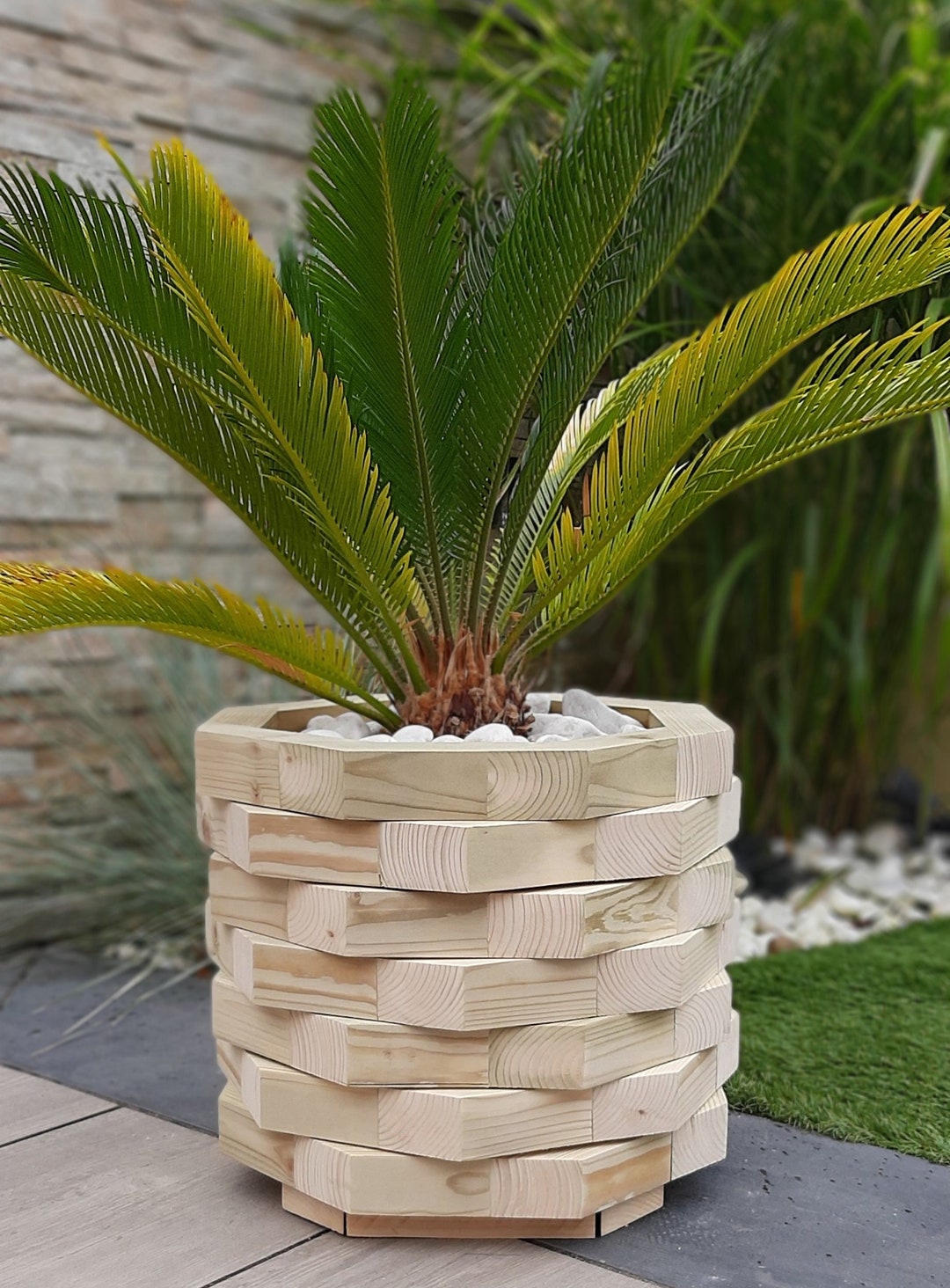 Modern Octagonal Wooden Planter - Straight 50/50 Tiers - Etsy