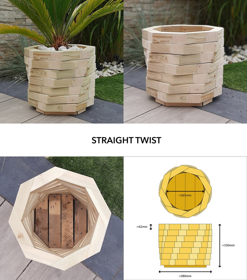 Modern Octagonal Wooden Planter Straight Standard Inverted - Etsy