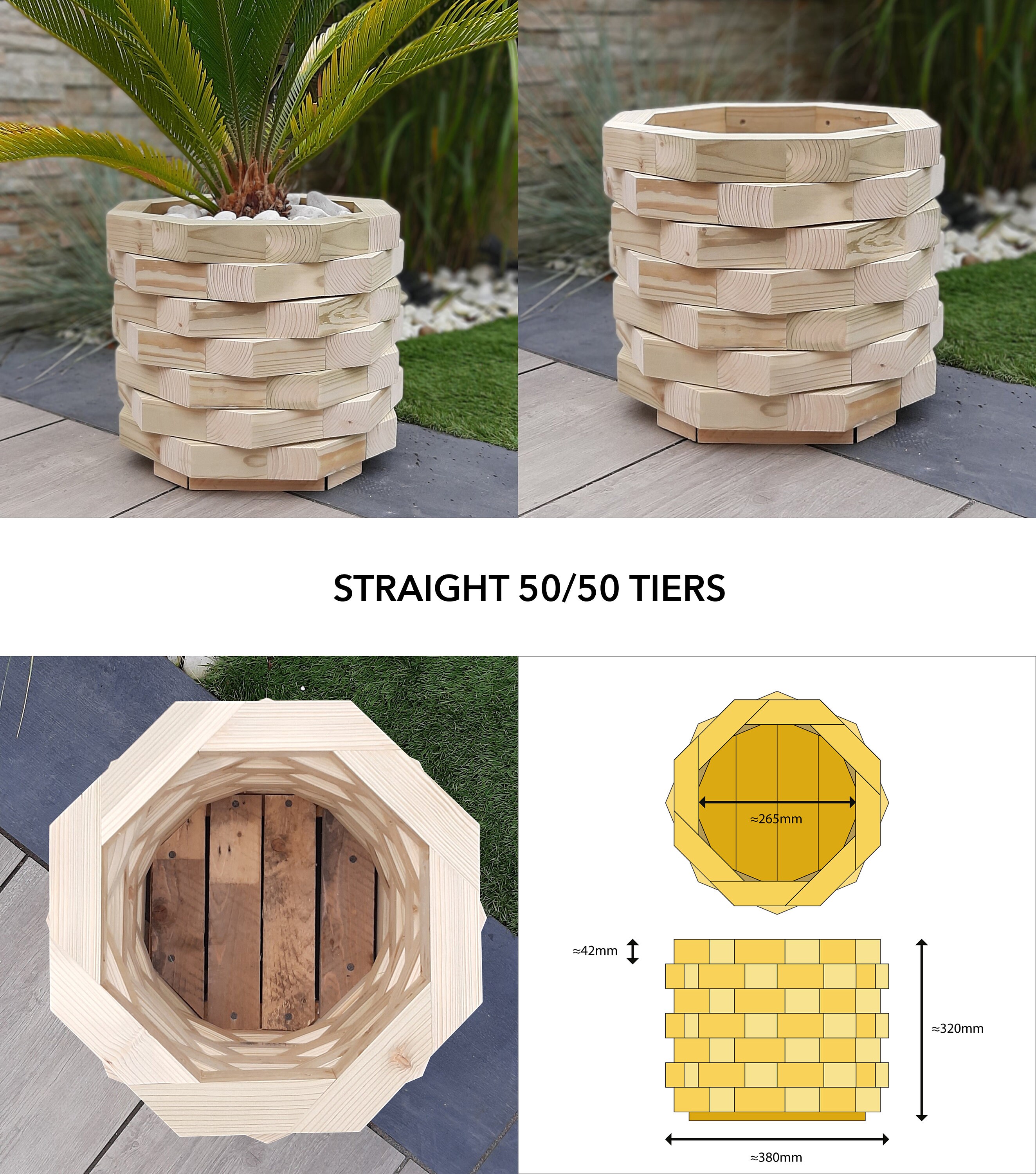 Modern Octagonal Wood Planter Straight With 7 Tiers - Etsy