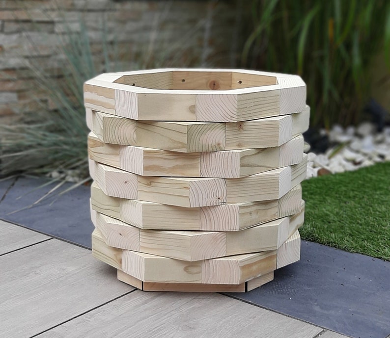 Modern Octagonal Wooden Planter Straight 50/50 Inverted - Etsy