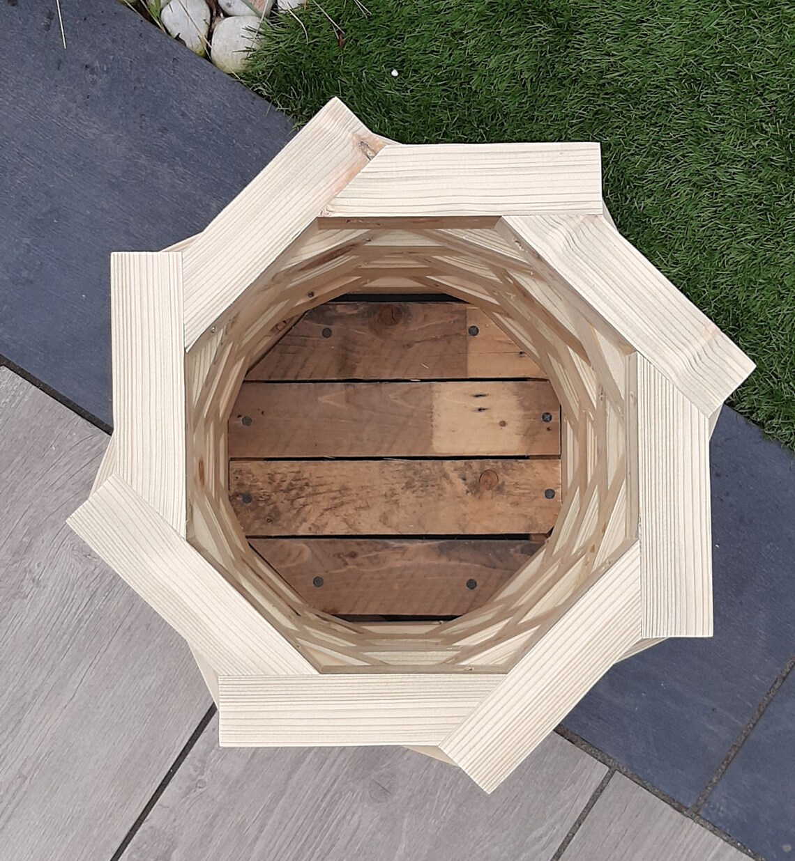Modern Octagonal Wooden Star Planter Straight Star 50/50 Inverted Tiers ...
