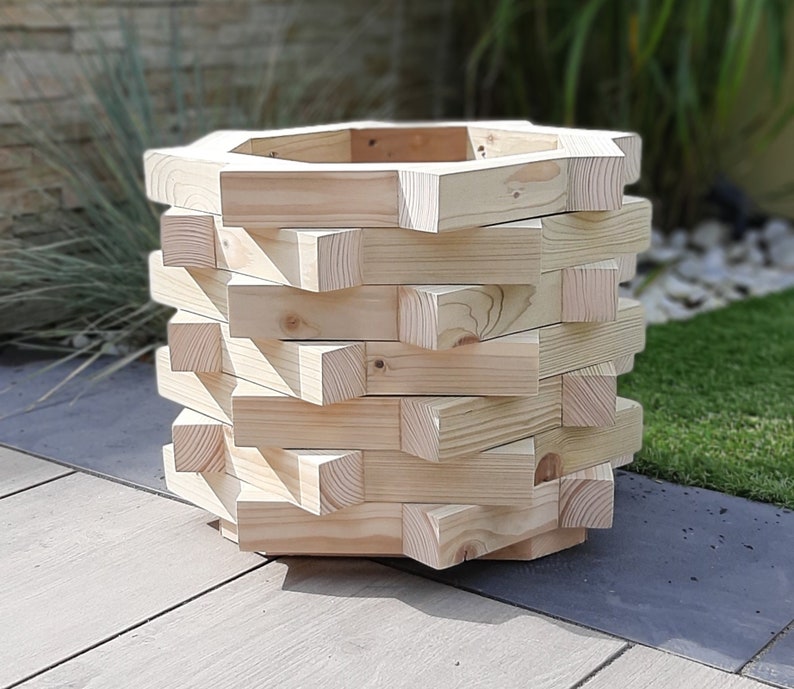 Modern Octagonal Wooden Star Planter Straight Star Standard - Etsy