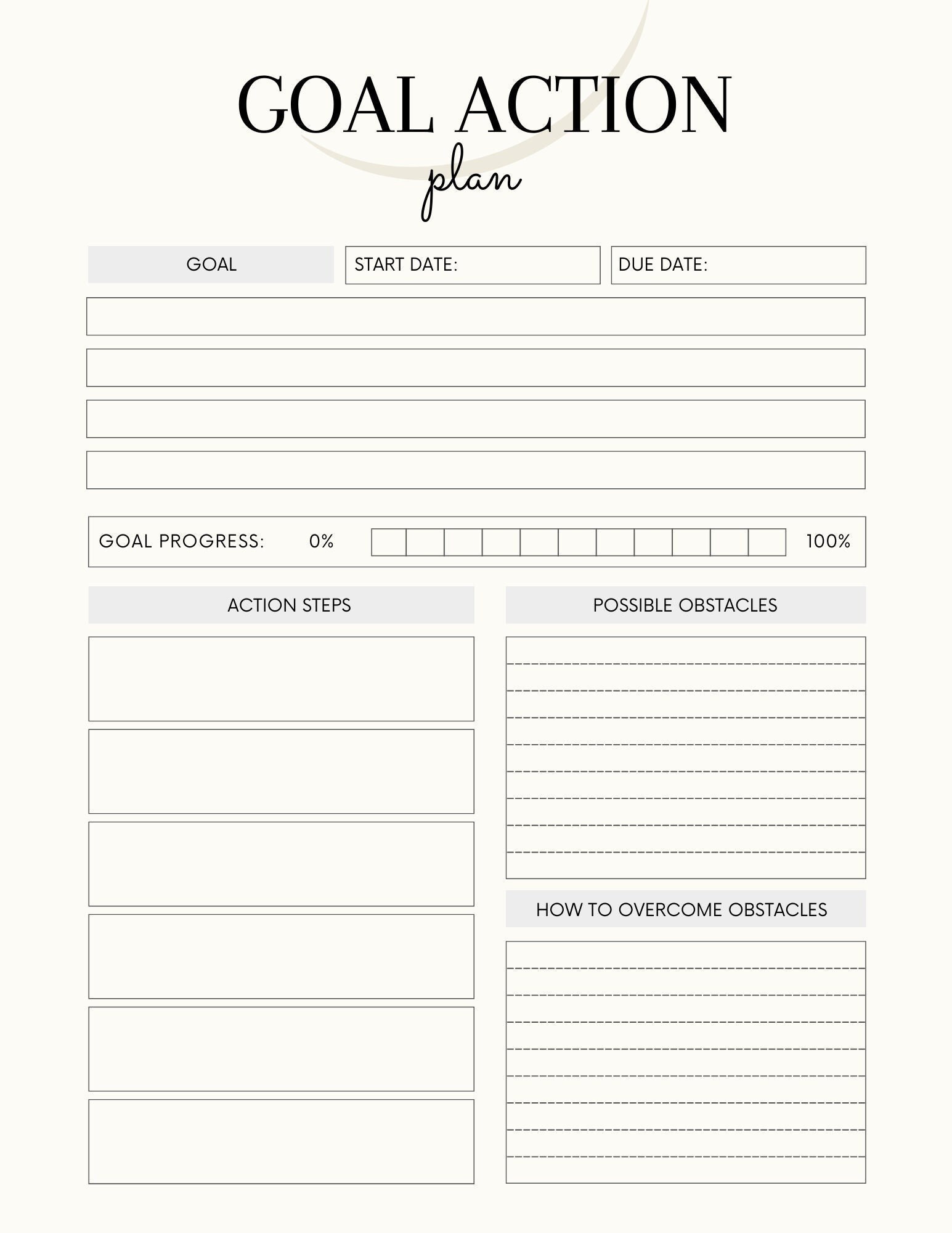 Goal Action Plan Sheet, SMART Goal Resource Paper, Motivational ...