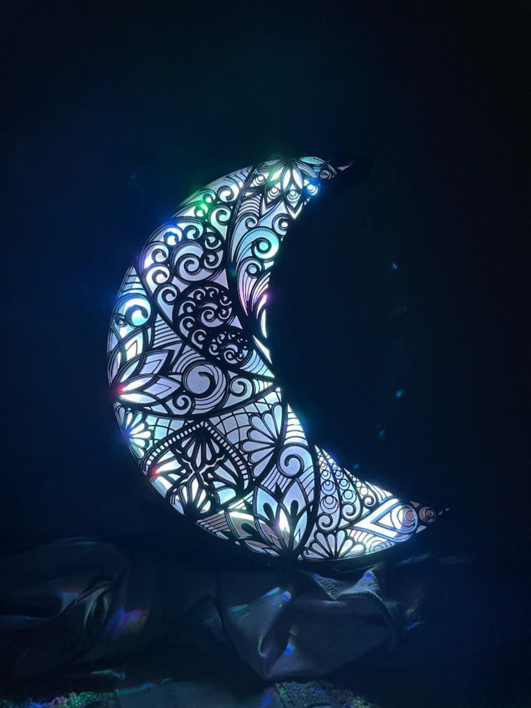 Crescent Etched LED Light Multicolor Moon Lamp Moon Decor RGB Moon ...