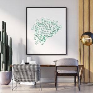 Brain Print ,brain Flowers Print ,anatomical Brain Poster, Human Brain ...